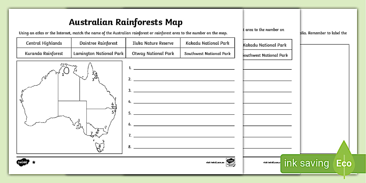 Australian Rainforests Maps | Primary Geography Resource