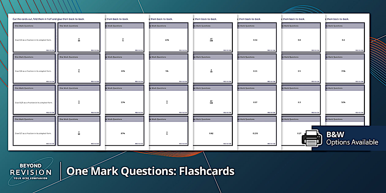 👉 GCSE Maths 1 Mark Questions - Flashcards - Twinkl