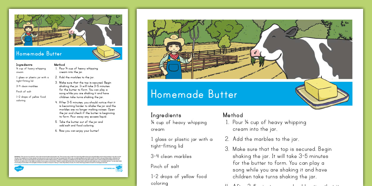 Homemade Butter Recipe (Teacher-Made) - Twinkl