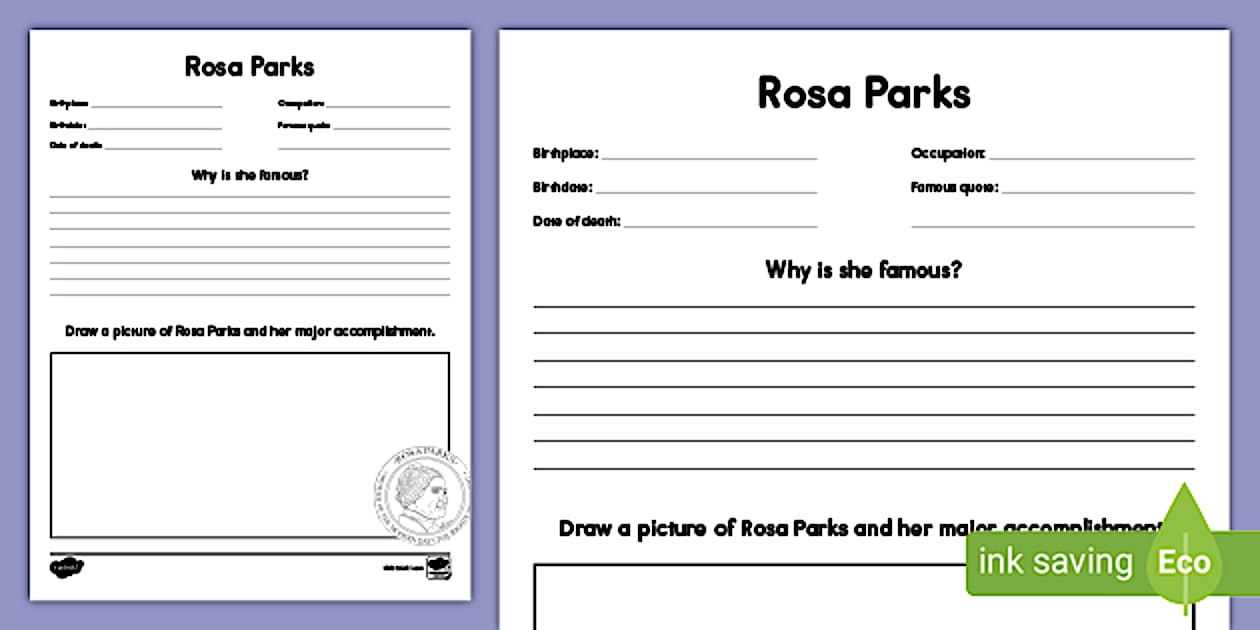 All About Rosa Parks Writing Worksheet | Twinkl USA - Twinkl