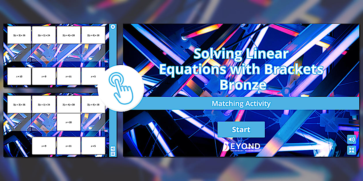 👉 Solving Linear Equations with Brackets Matching Activity - Bronze