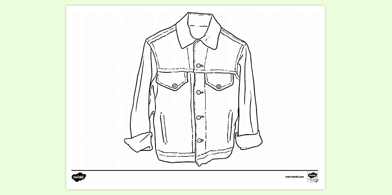 Denim Jacket Colouring Sheet | Colouring Sheets - Twinkl