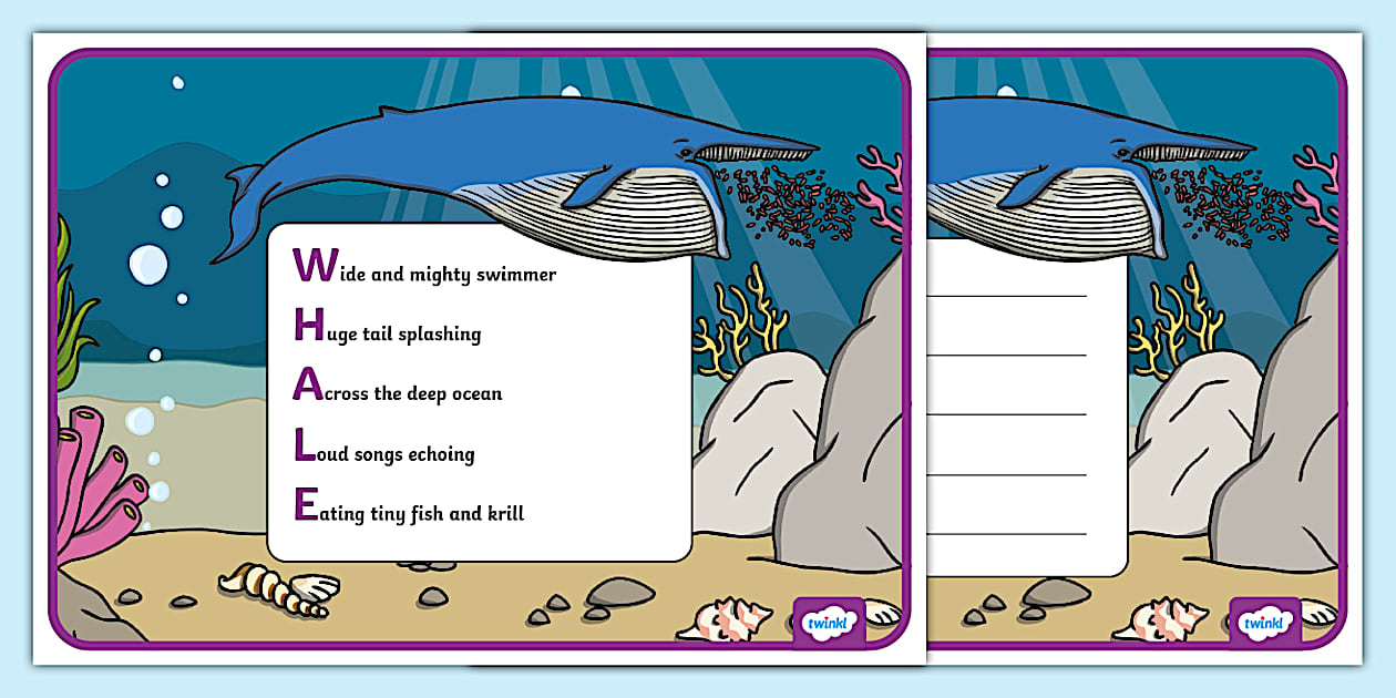 Whale Acrostic Poem Example and Template - Twinkl