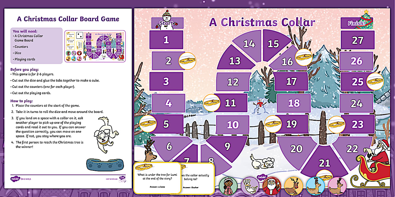 A Christmas Collar Reading Comprehension Board Game