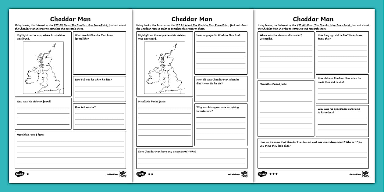 KS2 Cheddar Man Research Activity (teacher made) - Twinkl