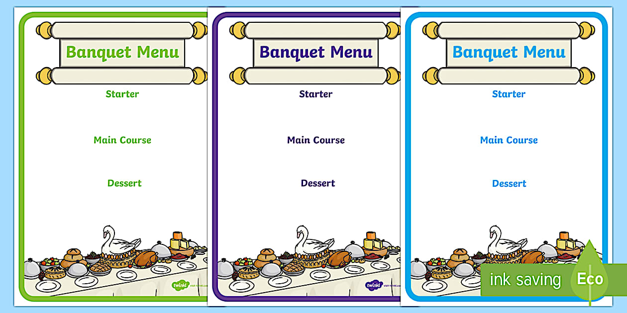 Editable Fairy Tale Castle Role Play Banquet Menu - Twinkl