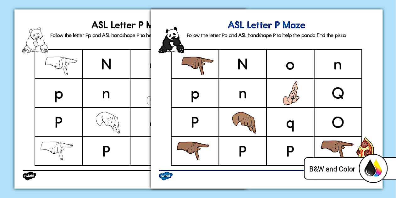 ASL Letter P Maze Worksheet (teacher made) - Twinkl