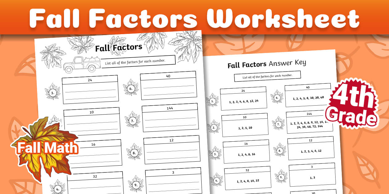 Fourth Grade Fall Factors Worksheet (teacher made) - Twinkl