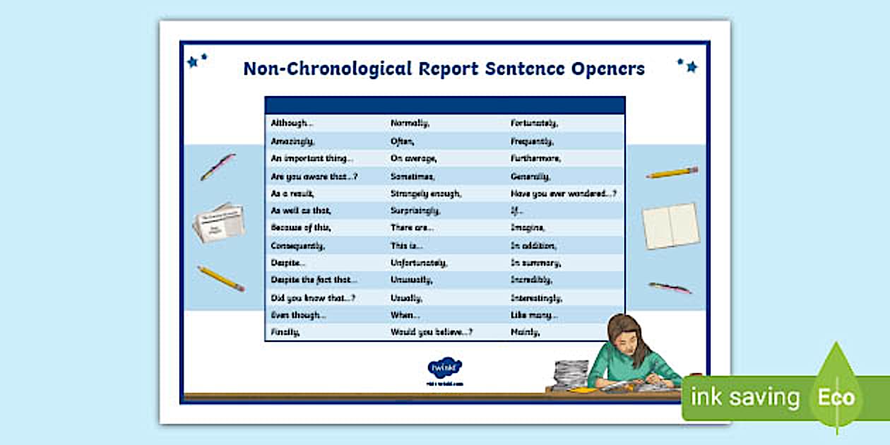Vocabulary For Report Writing - Sentence Starters - Twinkl