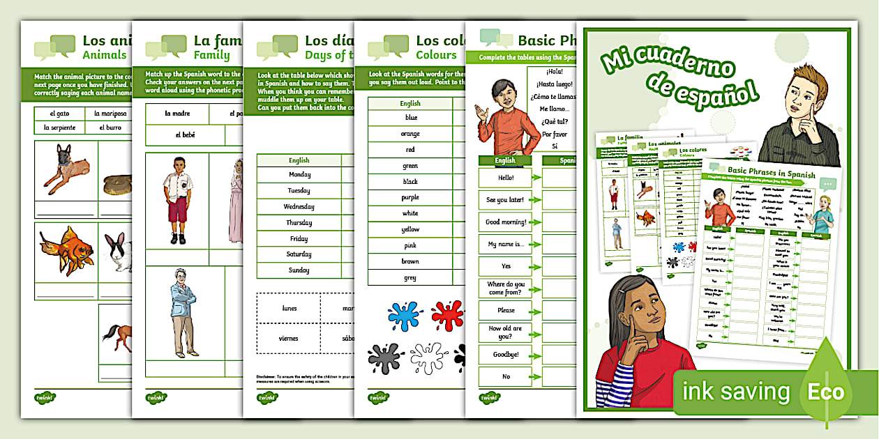 Learn Spanish Activity Pack - Activity Sheets (teacher made)