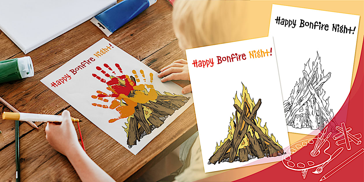 Happy Bonfire Night Handprint Activity Poster (teacher made)