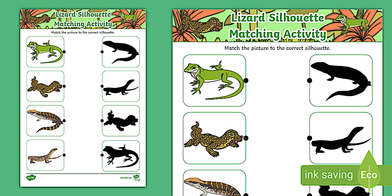 Lizard Silhouette Matching Activity (Teacher-Made) - Twinkl