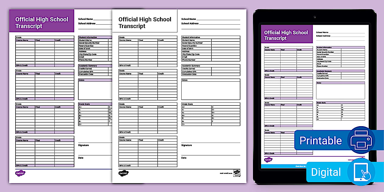 Homeschool Transcript Template | Resource | Twinkl USA