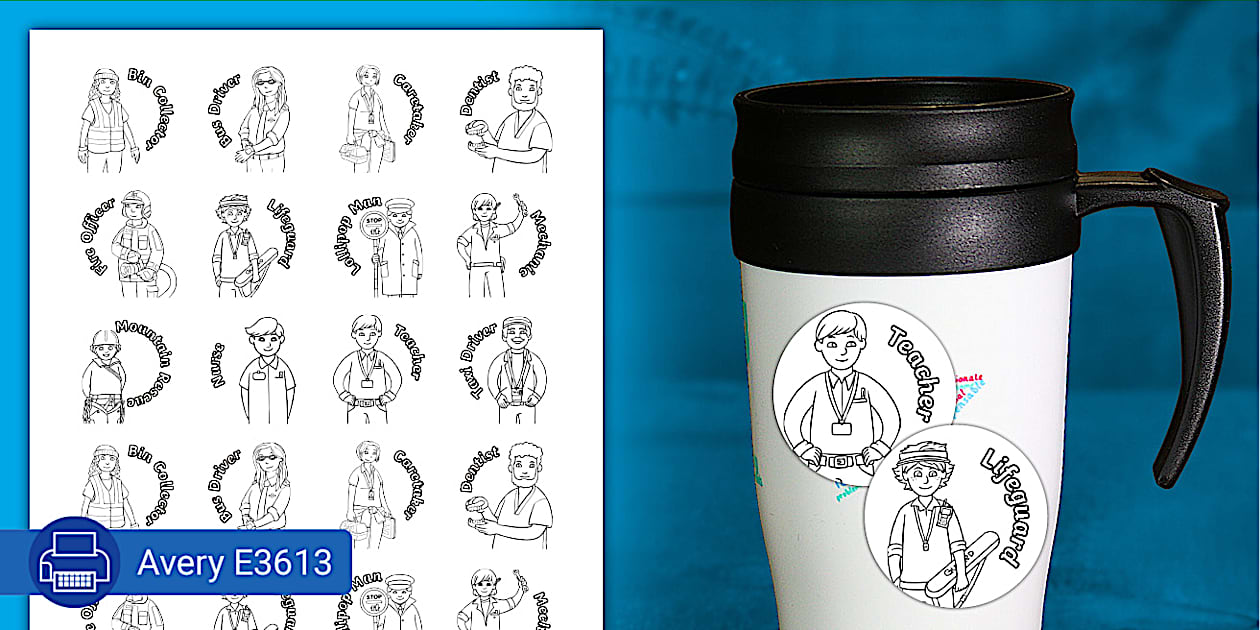 Mindfulness Colouring People Who Help Us - Vocabulary Stickers