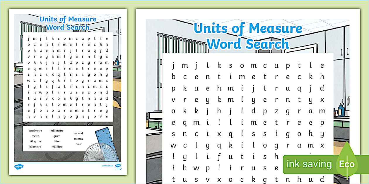 Units of Measure Word Search (teacher made) - Twinkl