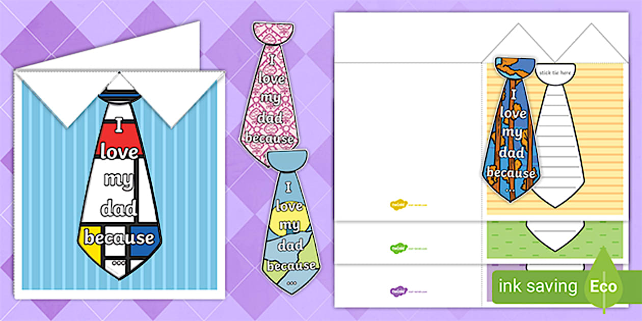 Father's Day Craft Tie Card (teacher made) - Twinkl