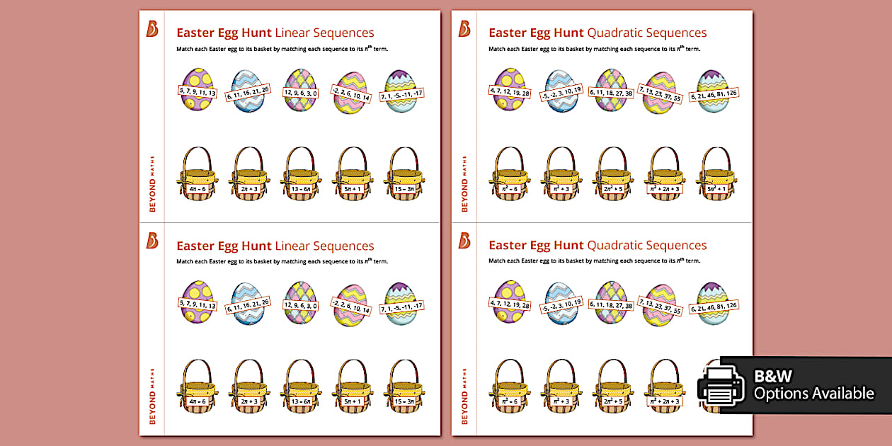 Maths Easter: Easter Egg Hunt Sequences Differentiated Worksheet ...