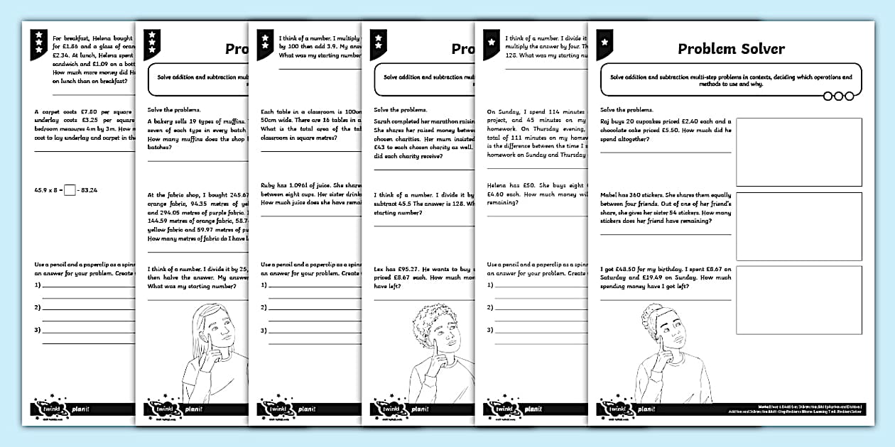 Year 6 Maths Word Problems Differentiated Worksheet - Twinkl