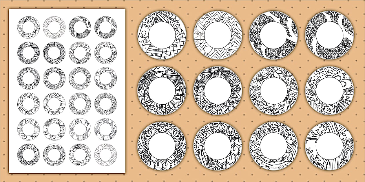 Mindfulness Colouring - Circle Name Label - Printable Stickers