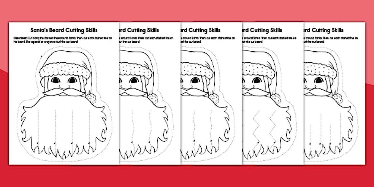 Santa Beard Cutting Worksheets | Fine Motor Skills - Twinkl