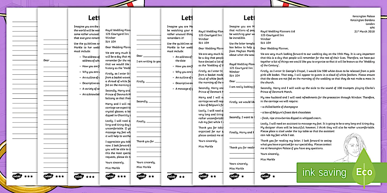 Lower Ability KS2 Outrageous Royal Wedding Requests Letter Differentiated