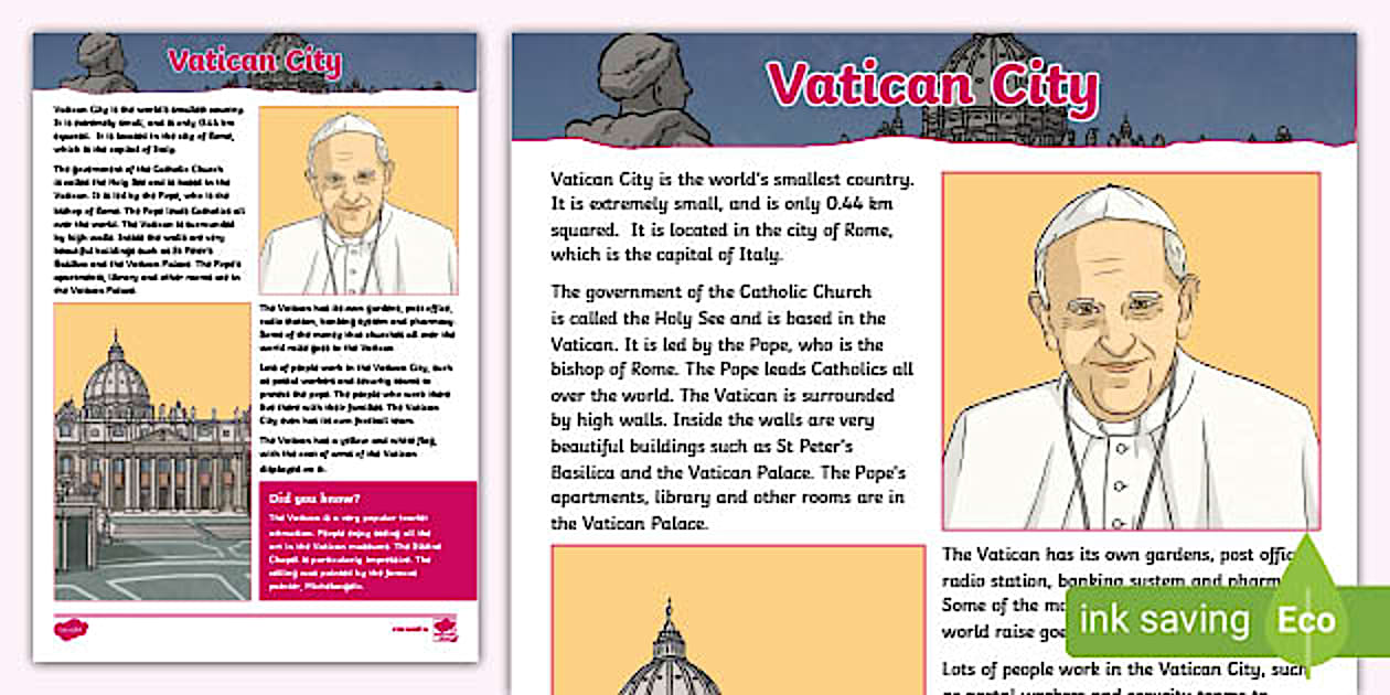 The Vatican Fact File Catholic Schools Week, - Twinkl