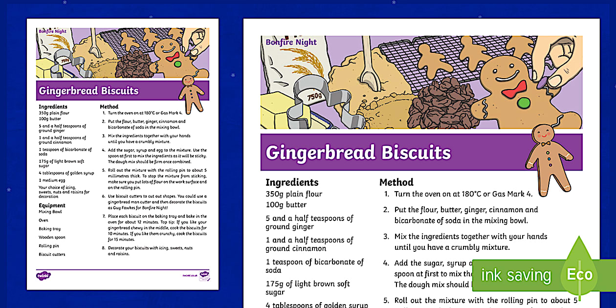 Ginger Biscuit Recipe Cards (teacher made) - Twinkl