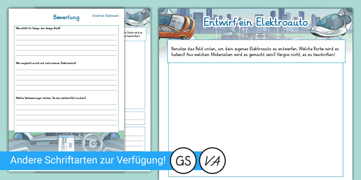Entwirf ein Elektroauto - Arbeitsblatt (teacher made)