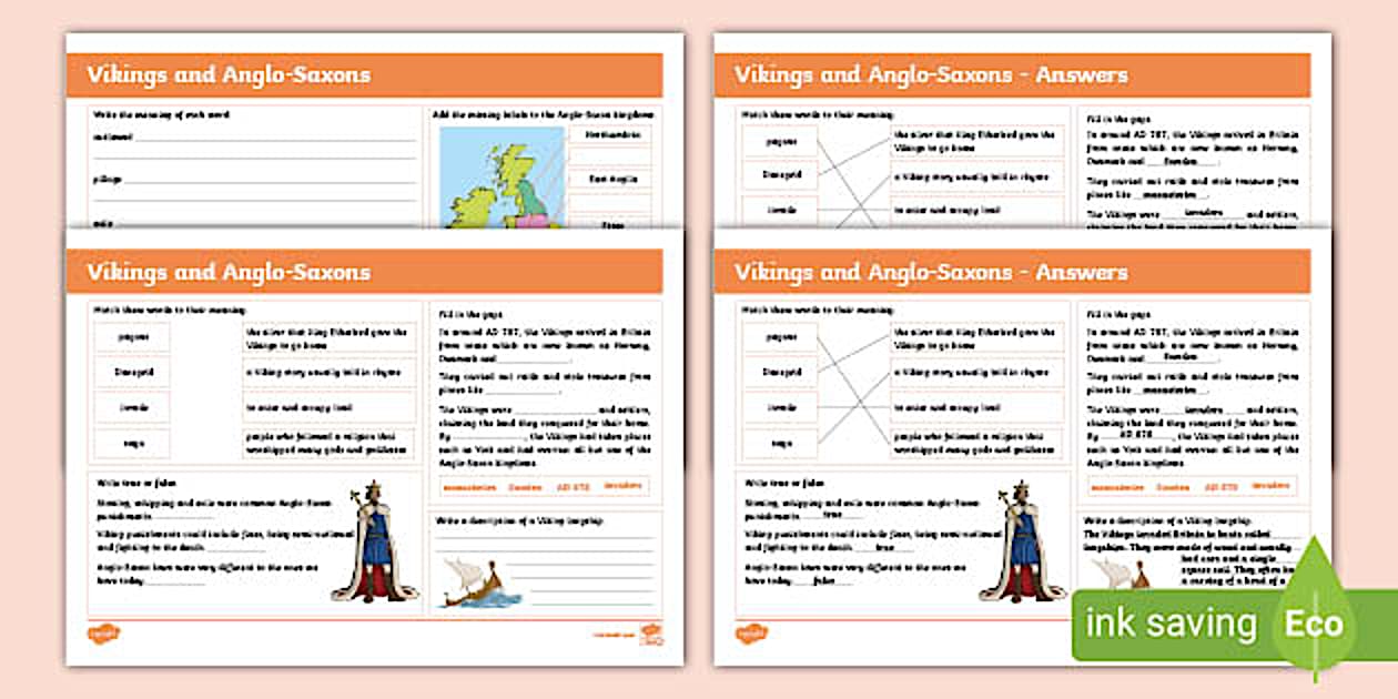 LKS2 Activity Revision Mat: Vikings and Anglo-Saxons