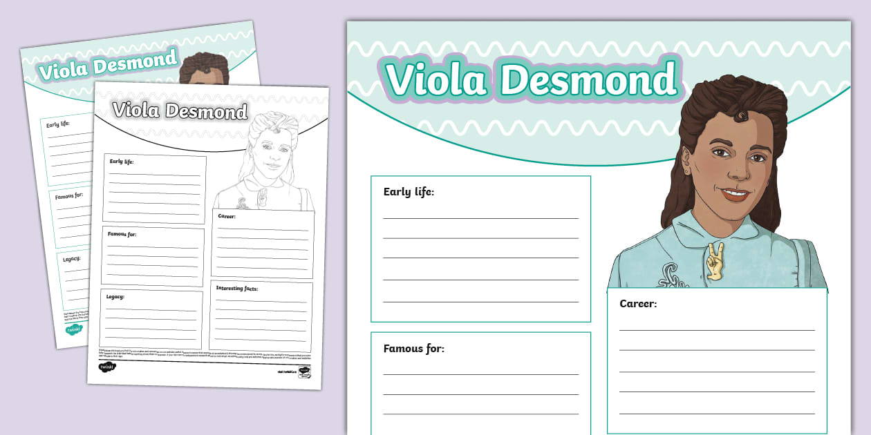 Viola Desmond Fact File Template (Teacher-Made) - Twinkl