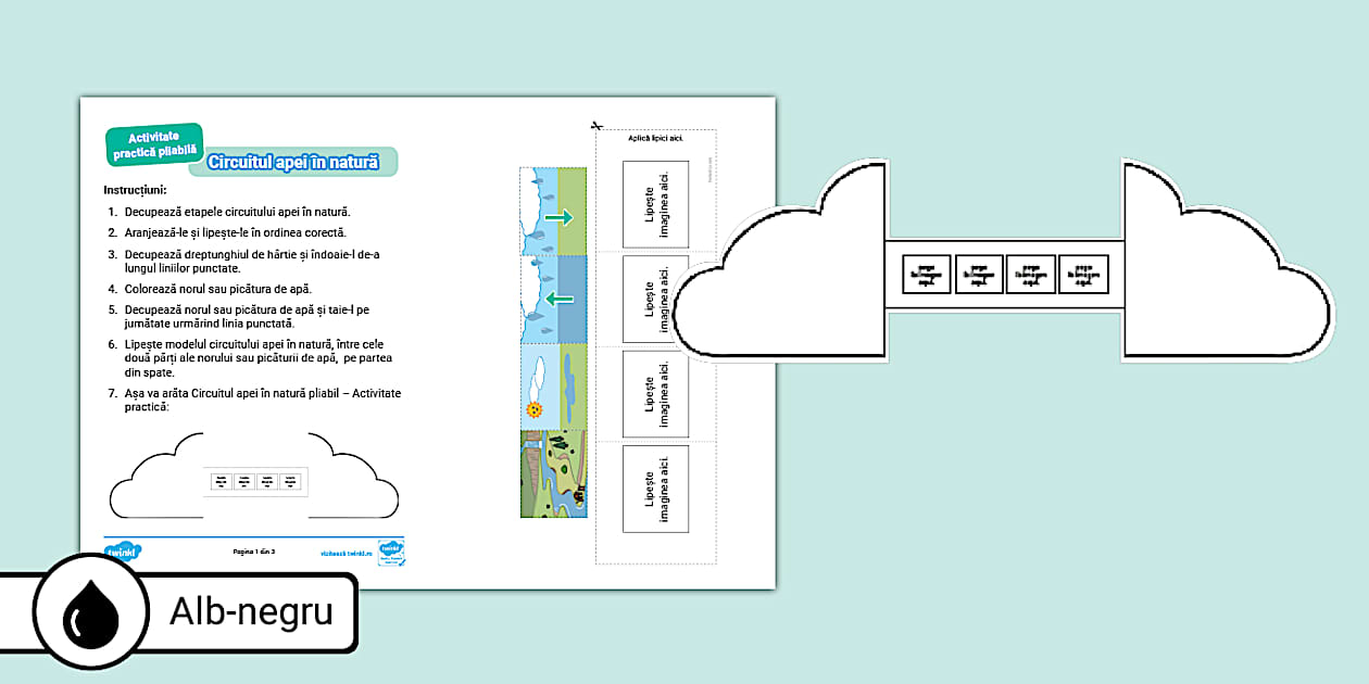 Circuitul apei în natură pliabil – Activitate practică