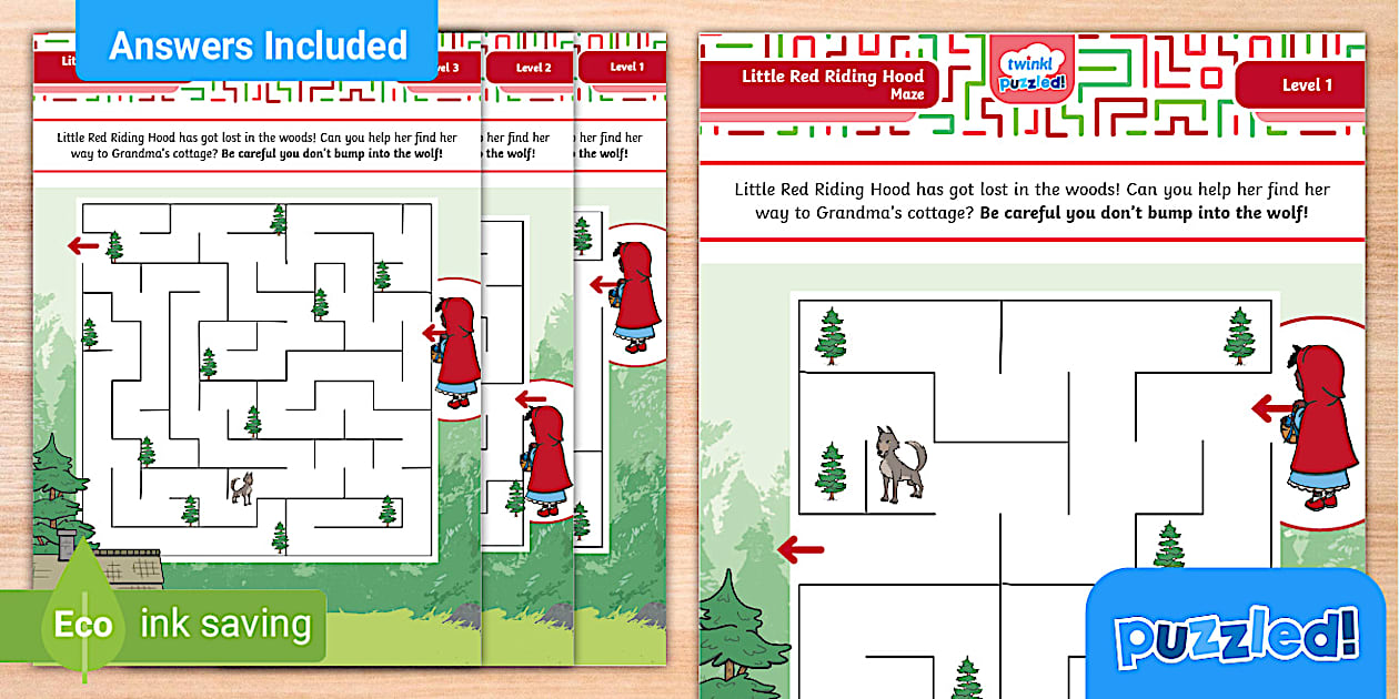 Little Red Riding Hood Maze - Twinkl Puzzled - kids - Twinkl