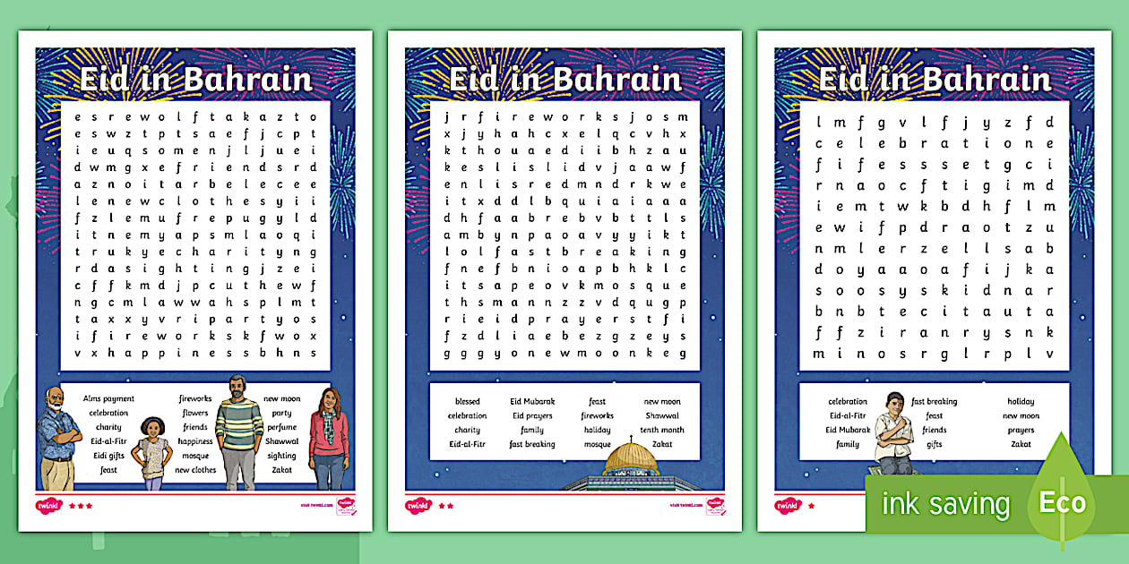 Eid in Bahrain Differentiated Word Search - Twinkl