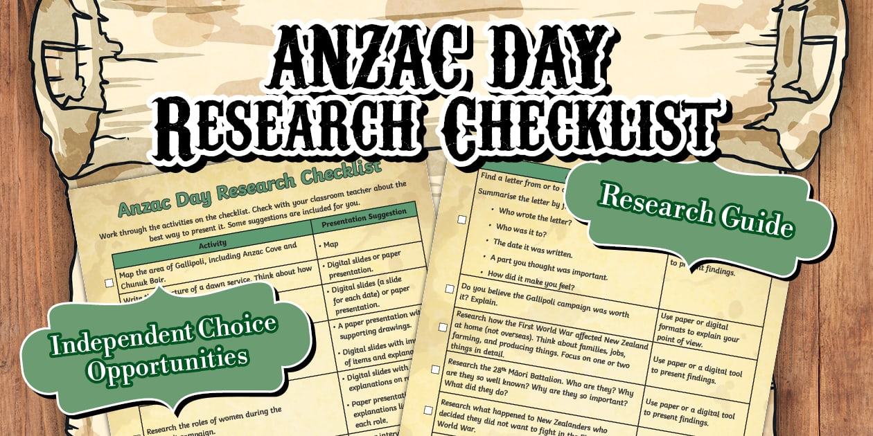 Anzac Day Research Checklist