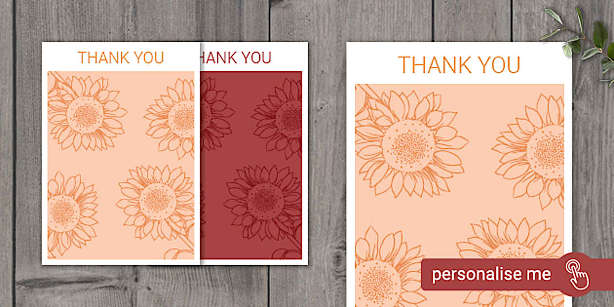 Sunflower Thank You Cards in Red and Yellow (teacher made)