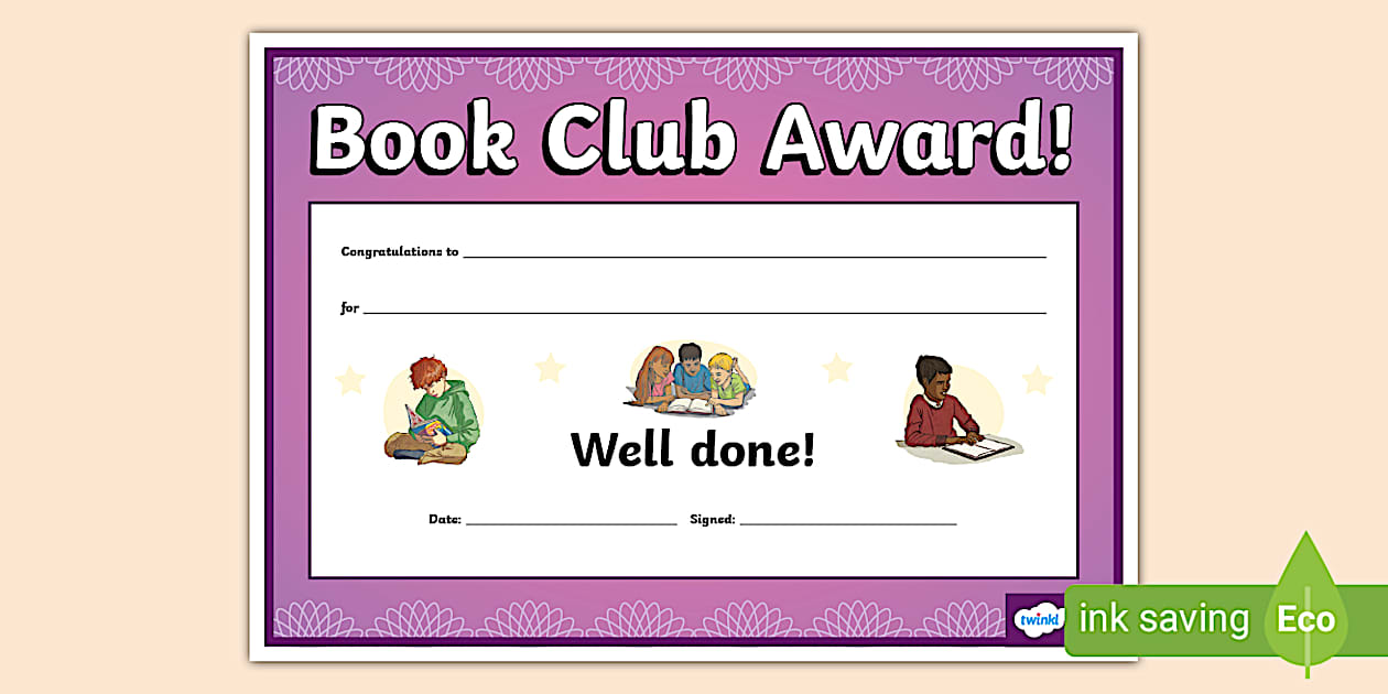 Book Club Certificate