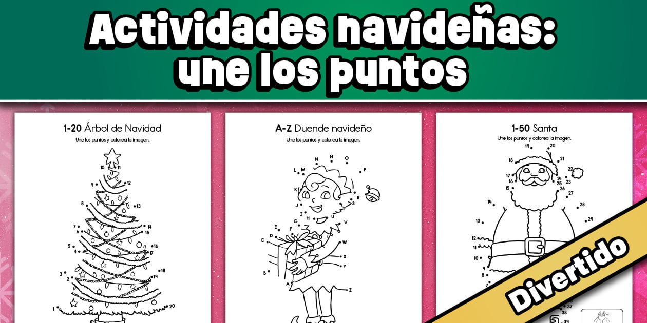 Actividades navideñas divertidas de unir puntos