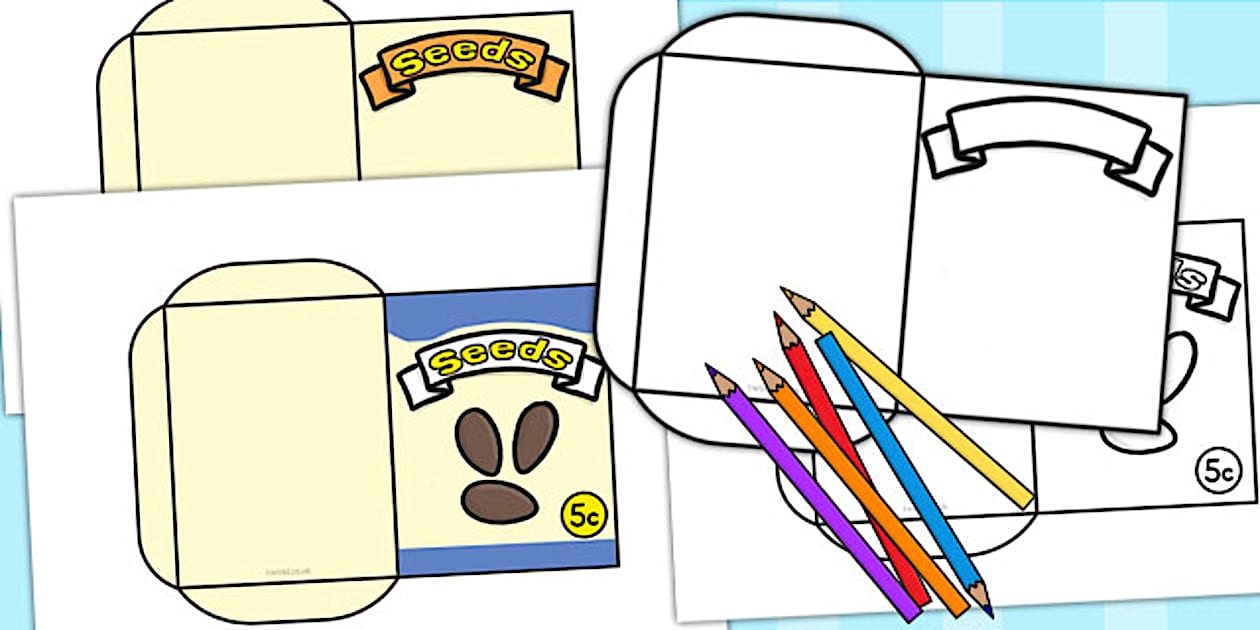 Cut and Colour Seed Packets (teacher made) - Twinkl