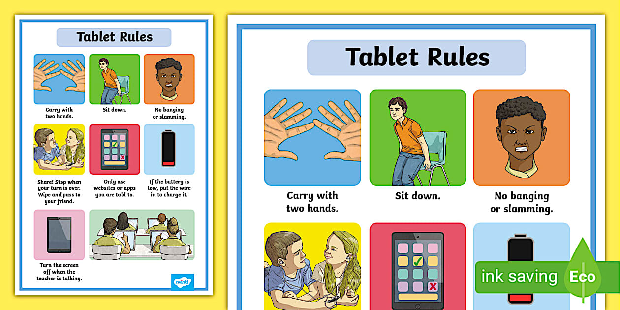 Rules for Using a Tablet Poster (teacher made) - Twinkl