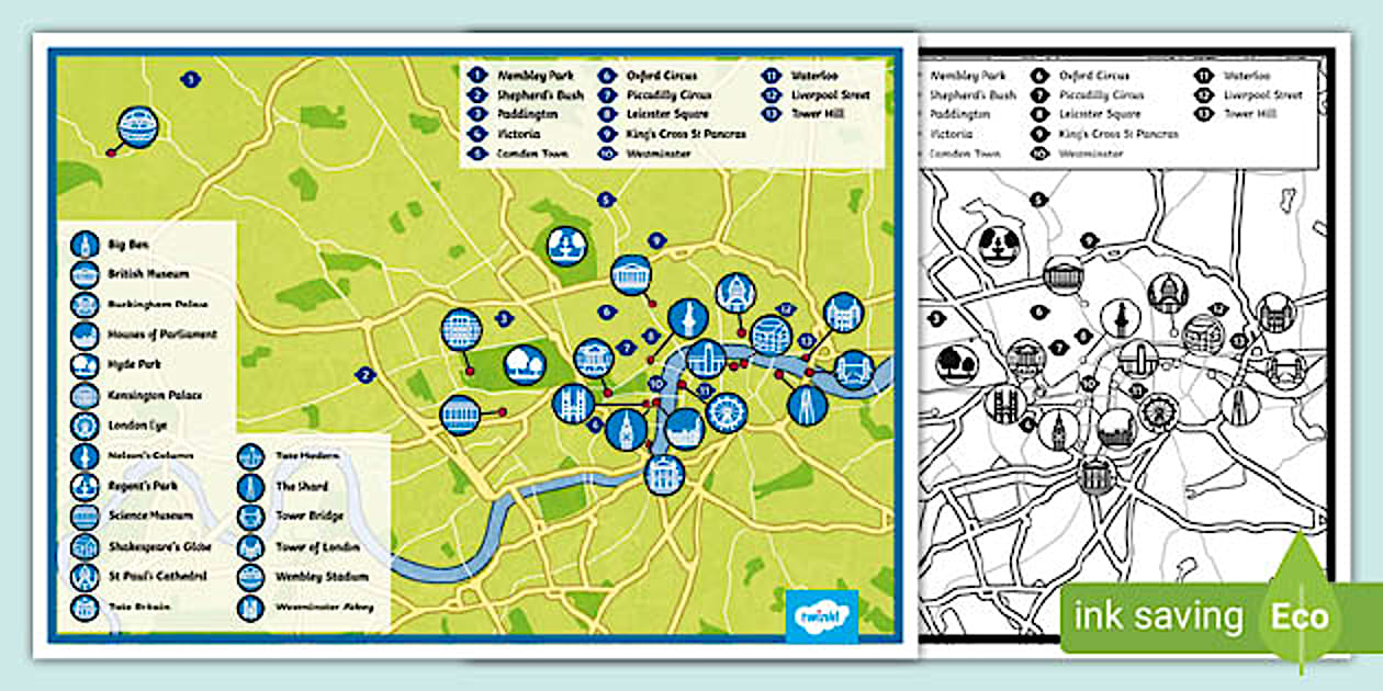 London Landmarks Map (teacher made) - Twinkl
