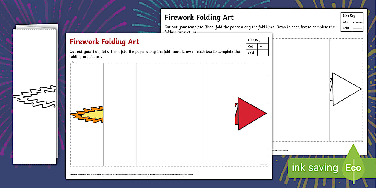 Firework Folding Art Template (teacher made) - Twinkl