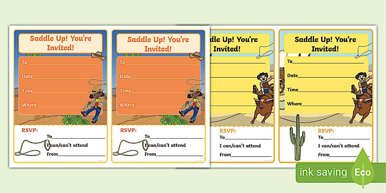 Western Themed Party Invitations (teacher made) - Twinkl