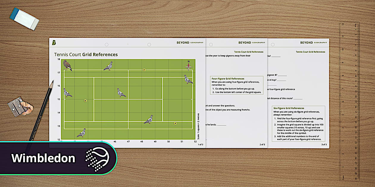Tennis Court Grid References Worksheet - Twinkl