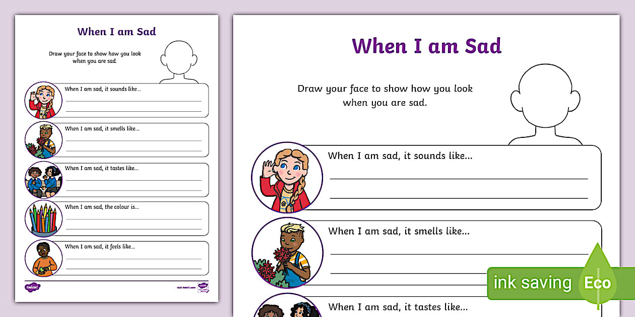 If Sadness Was a ... Activity Sheet (teacher made) - Twinkl