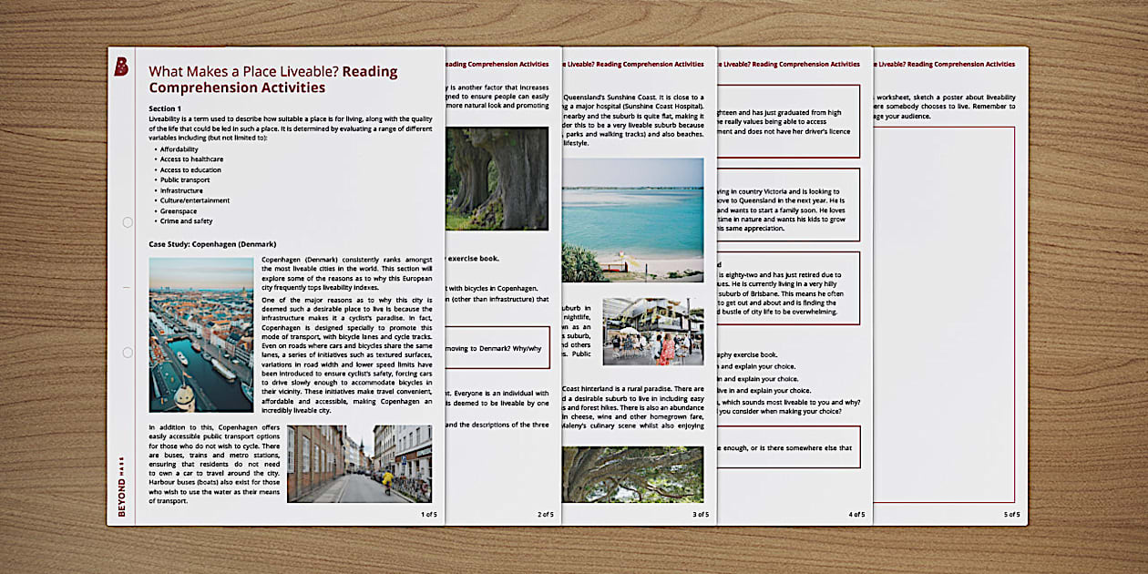 What Makes a Place Liveable? Reading Comprehension Activities