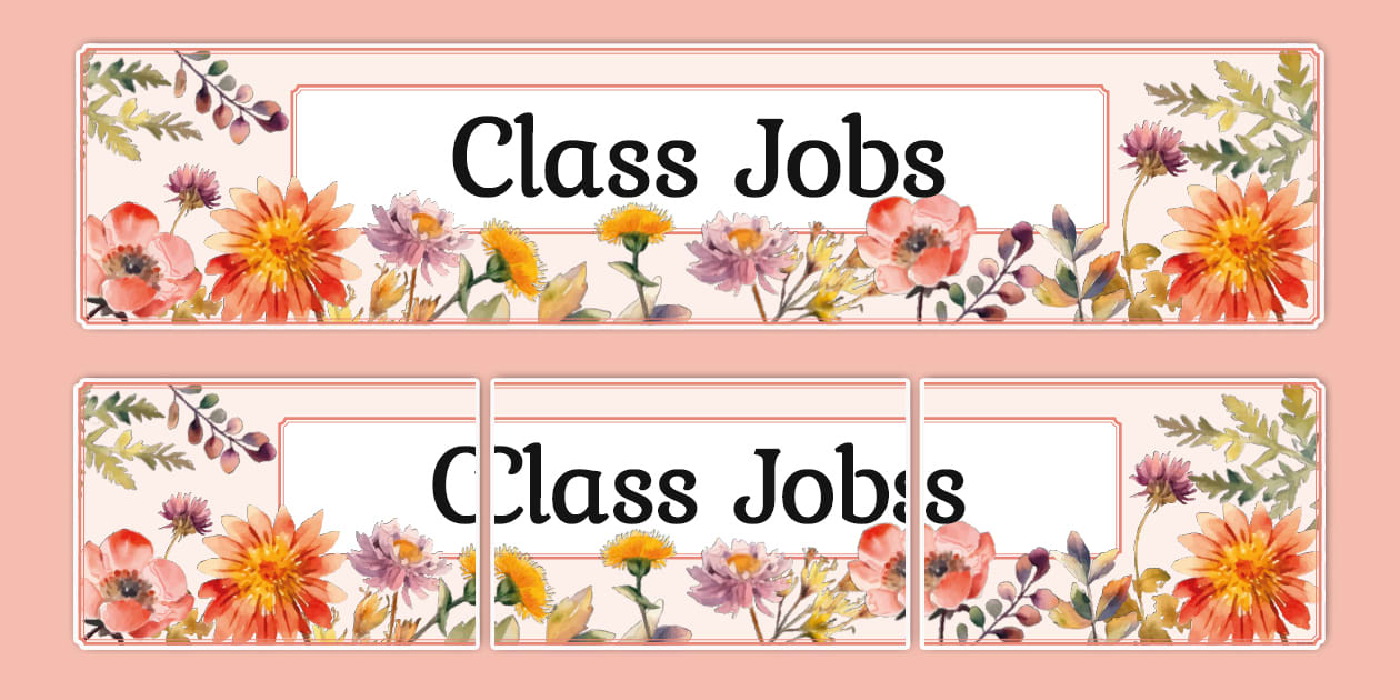 Wildflower Botanical Themed Class Jobs Display Banner