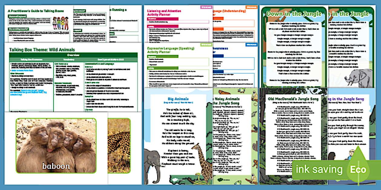 Wild Animals: Talking Box Planning and Resource Pack