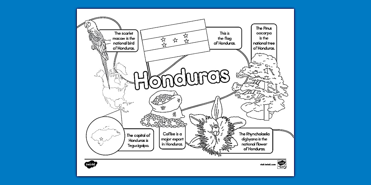 Honduras Facts Coloring Sheet (teacher made) - Twinkl