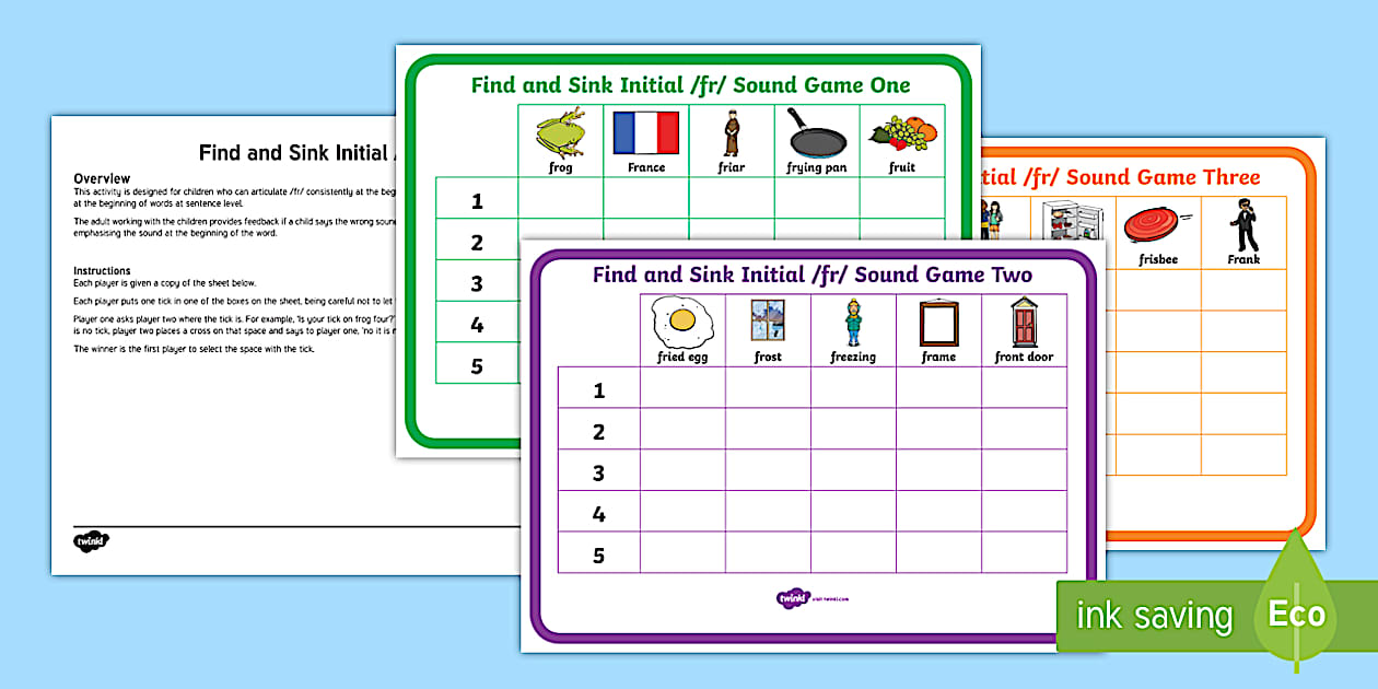 Find and Sink/fr/Initial Sound Worksheet - Twinkl