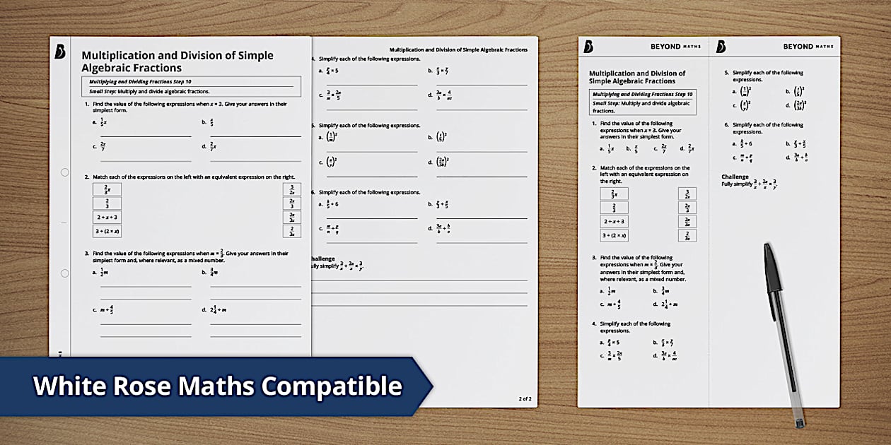 👉 Multiplication and Division of Simple Algebraic Fractions